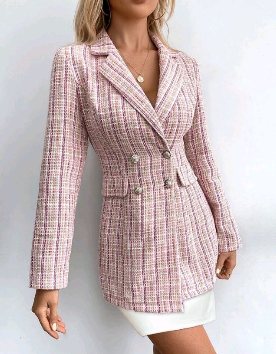 Blazer Elegante Rosa - Shein | Terno Feminino Shein Nunca Usado ...