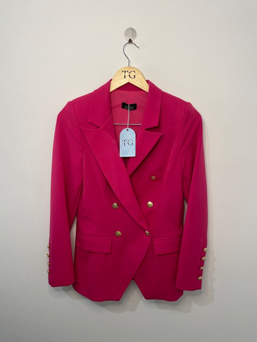 Blazer Estilo Balmain Rosa Pink Alfaiataria | Terno Feminino Charisma ...
