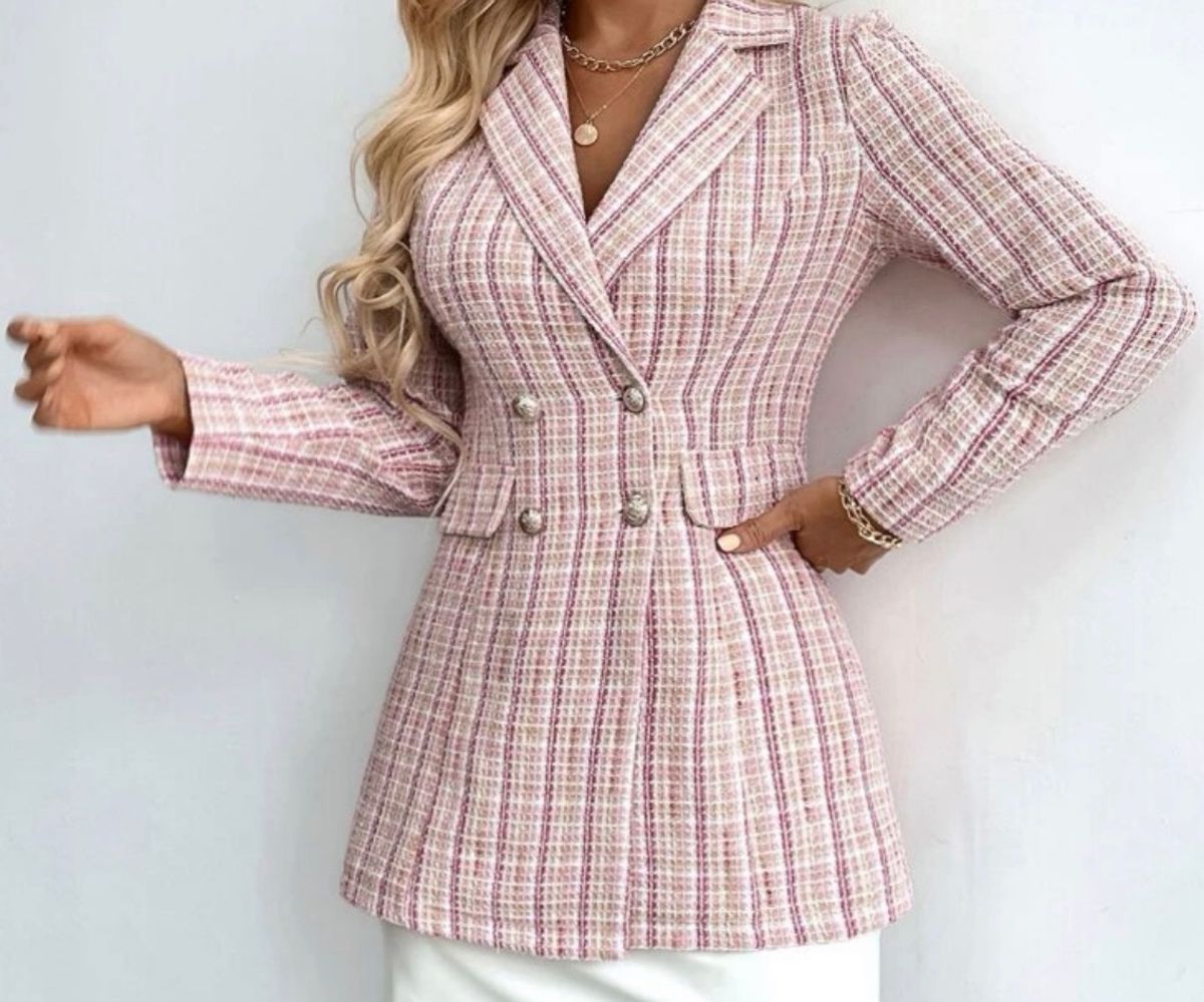Blazer Tweed Rosa | Casaco Feminino Shein Usado 76942321 | enjoei