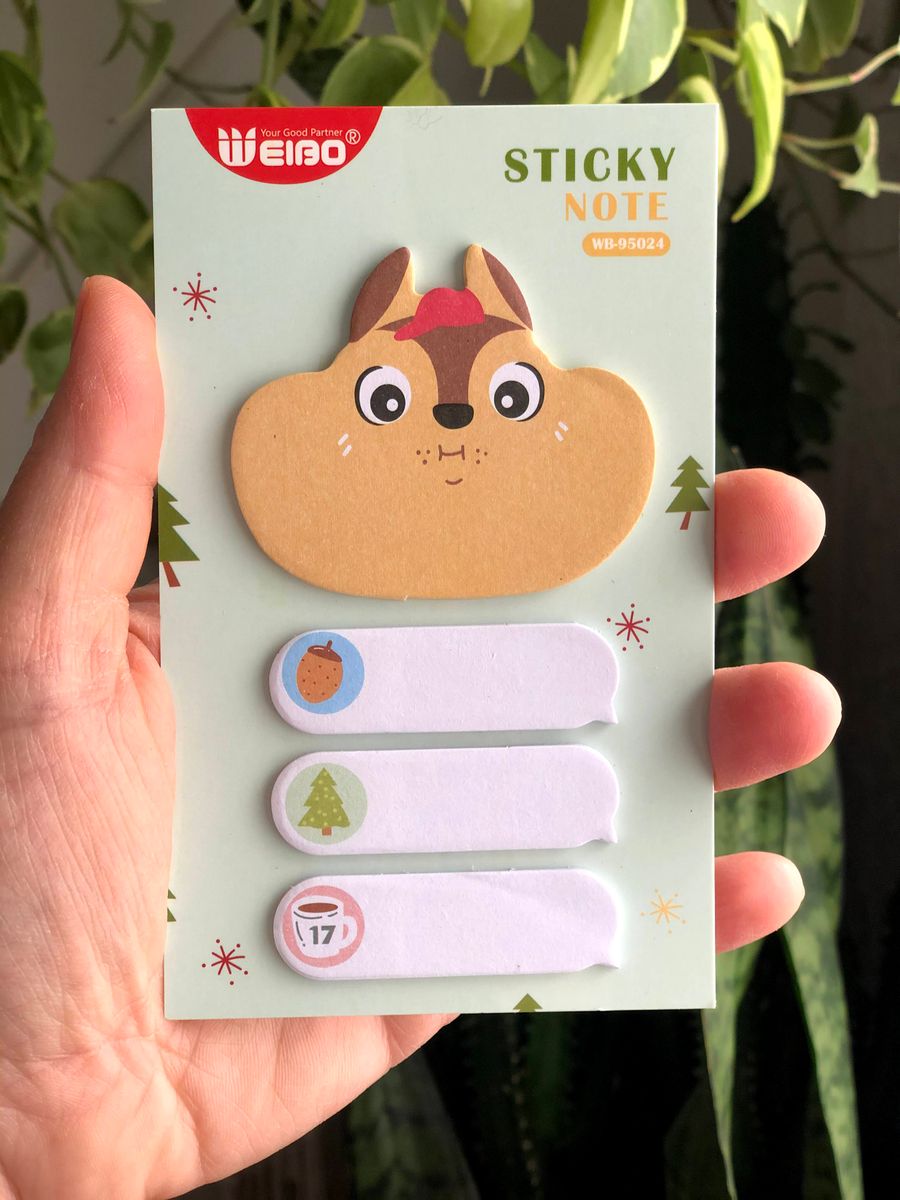 Bloco de Notas Marcador Sticky Notes Animais Fofos 80 Folhas Papelbloco ...