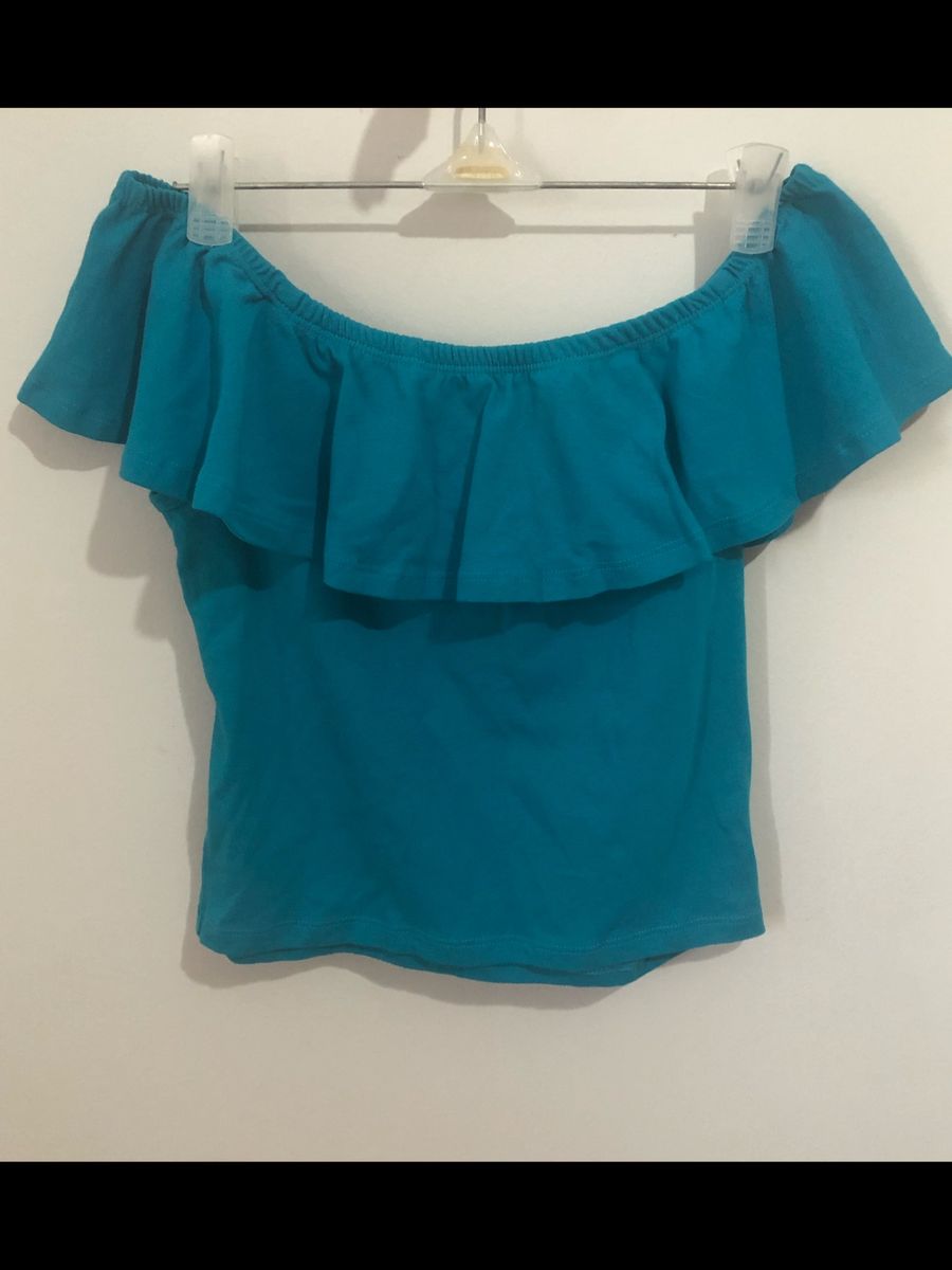 Blusa Azul Turquesa Ombro a Ombro | Blusa Feminina Clock House Nunca ...