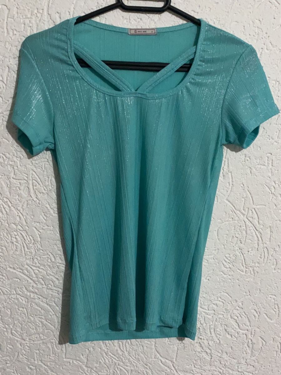 Blusa Metálica Azul Turquesa | Blusa Feminina Miss Nine Usado 43556525 ...