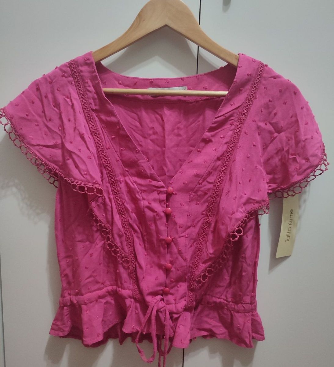 Blusa Rosa Pink com Botões e Ponto Pipoca | Blusa Feminina Talita Kume ...