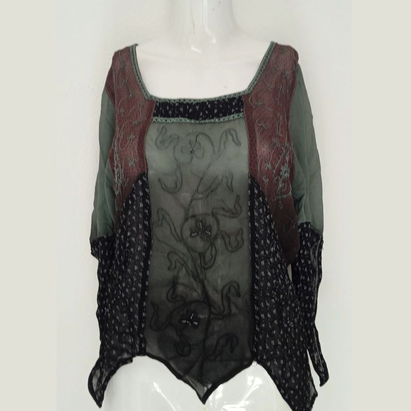 Blusa Indiana Transparente Blusa Manga Curta Transparente