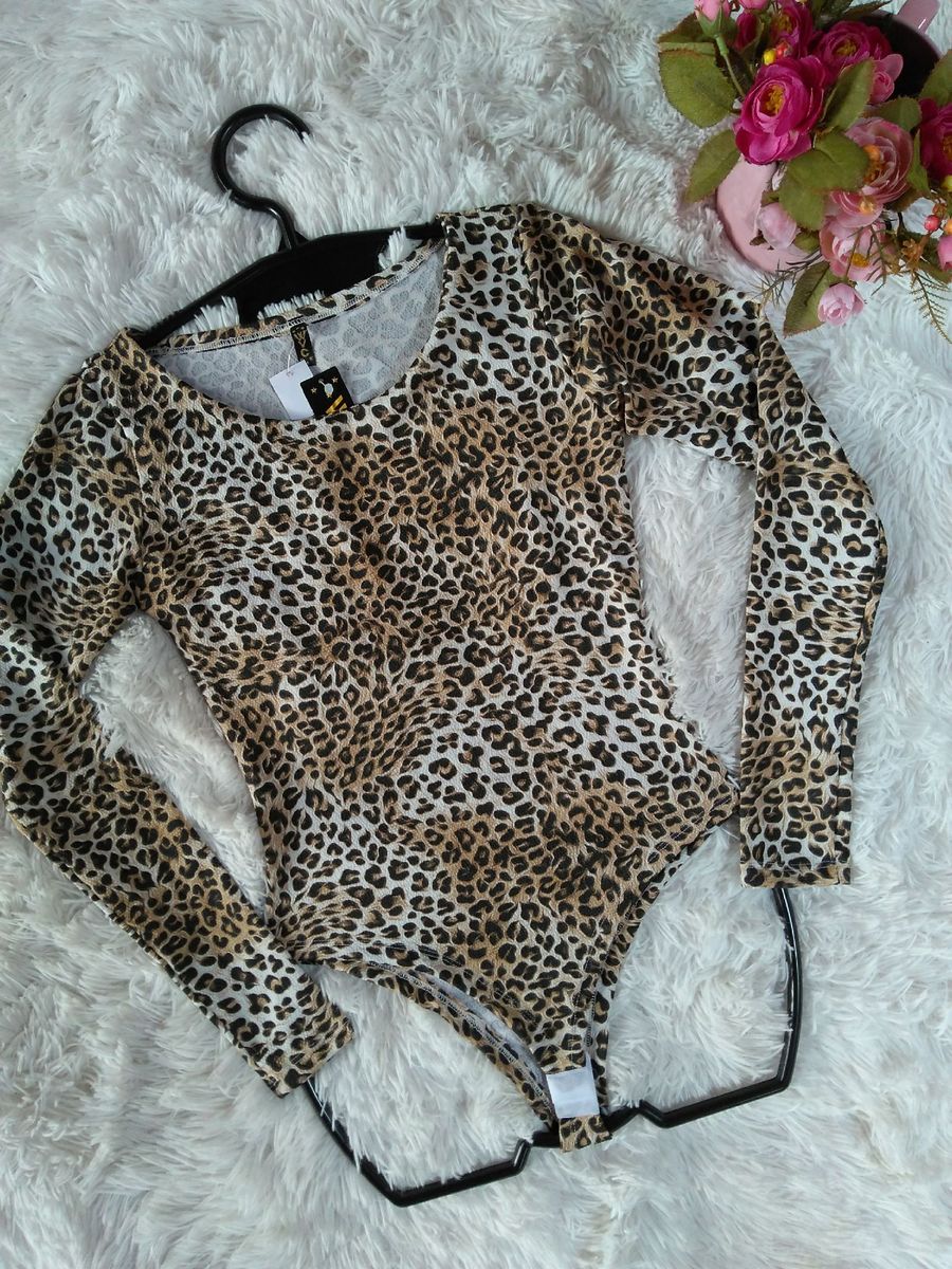 Body Animal Print Manga Longa! | Blusa Feminina Body Animal Print ...