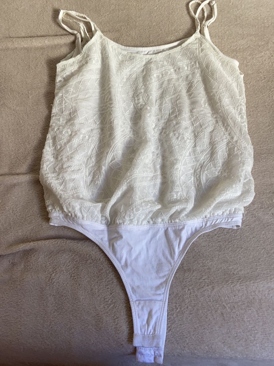Body Branco de Renda | Blusa Feminina Vide Bula Usado 72836572 | enjoei