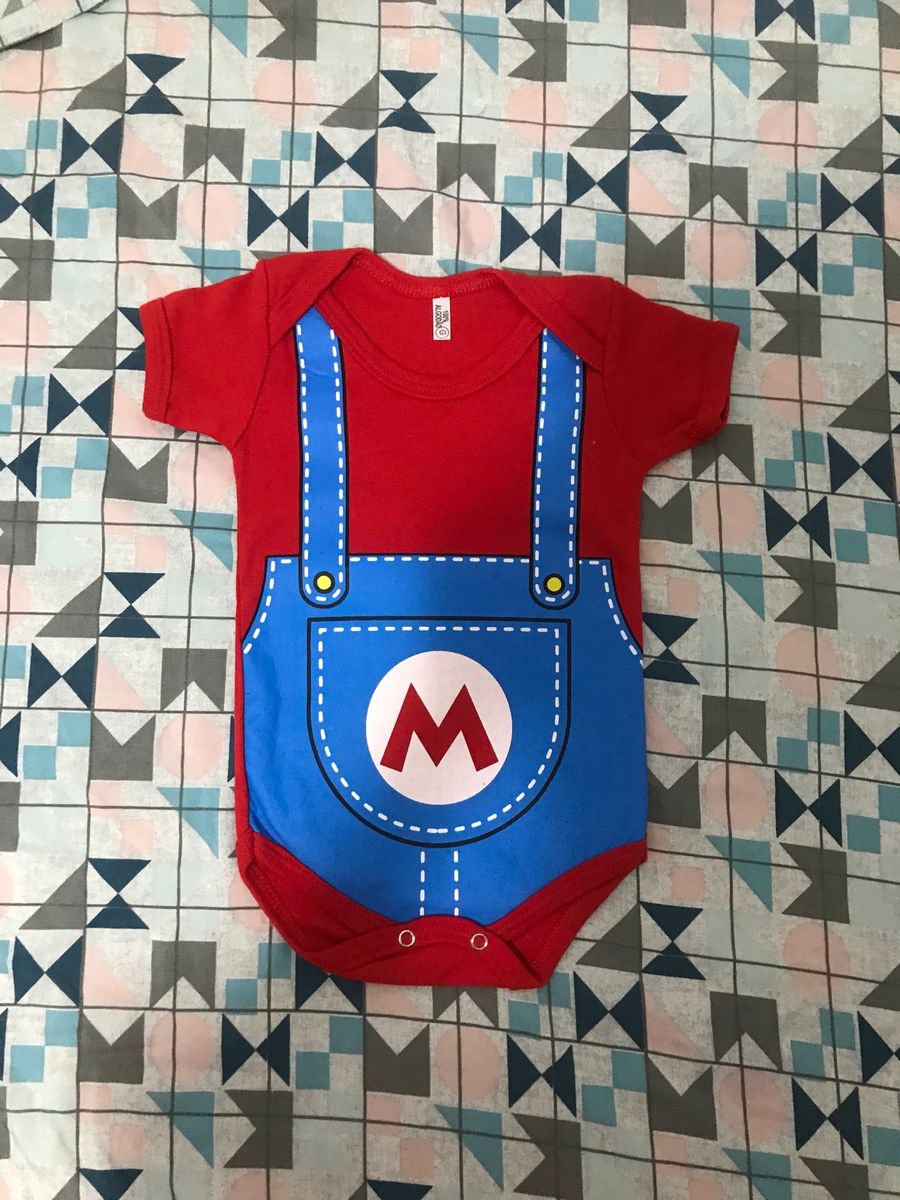 Body de Bebe Fantasia Festa Personagem Body Bebe Super Mario Bros Luigi ...