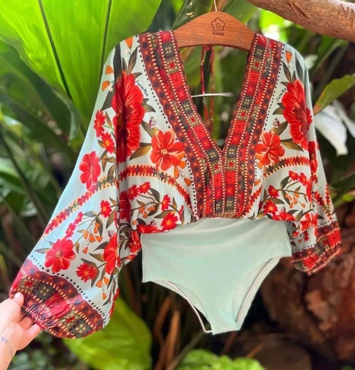 Body Farm Floral Bem Me Quer | Blusa Feminina Farm Nunca Usado 85559718 ...