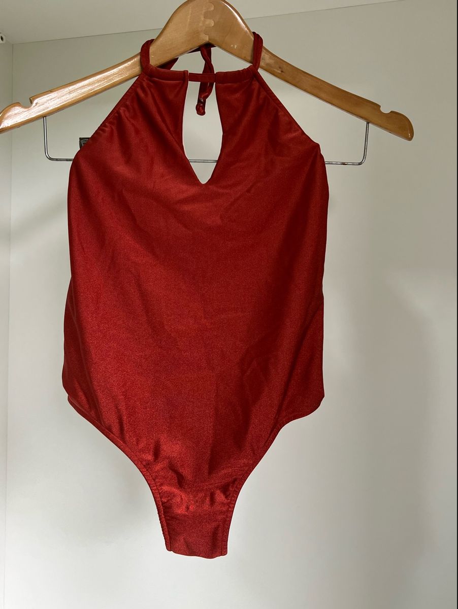Body ( Maiô) Cor Terra Cota Cintilante Tamanho P | Moda Praia Feminina Usado 82152787 | enjoei