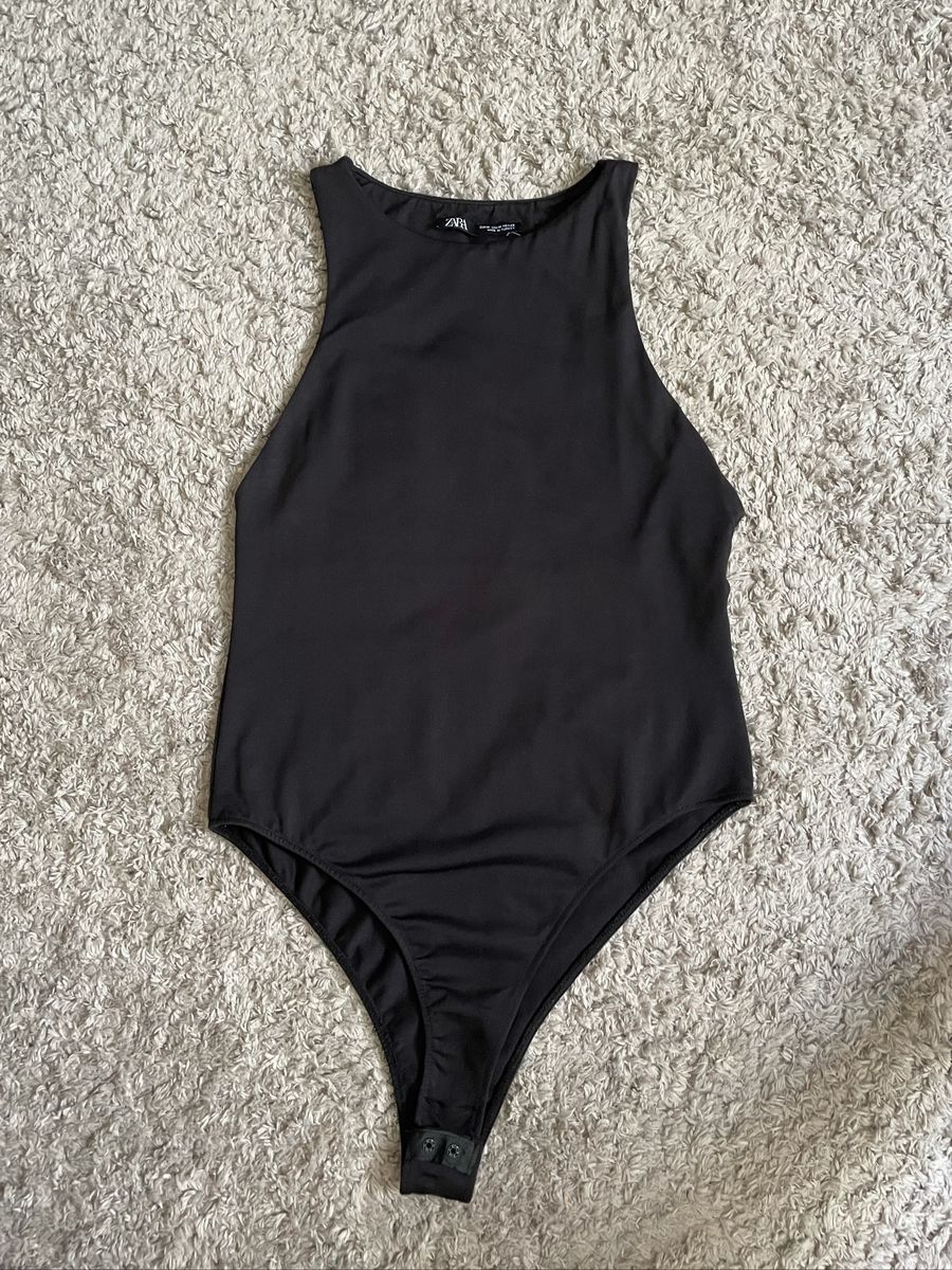 Body Preto Cavado Poliamida | Blusa Feminina Zara Usado 70499456 | enjoei