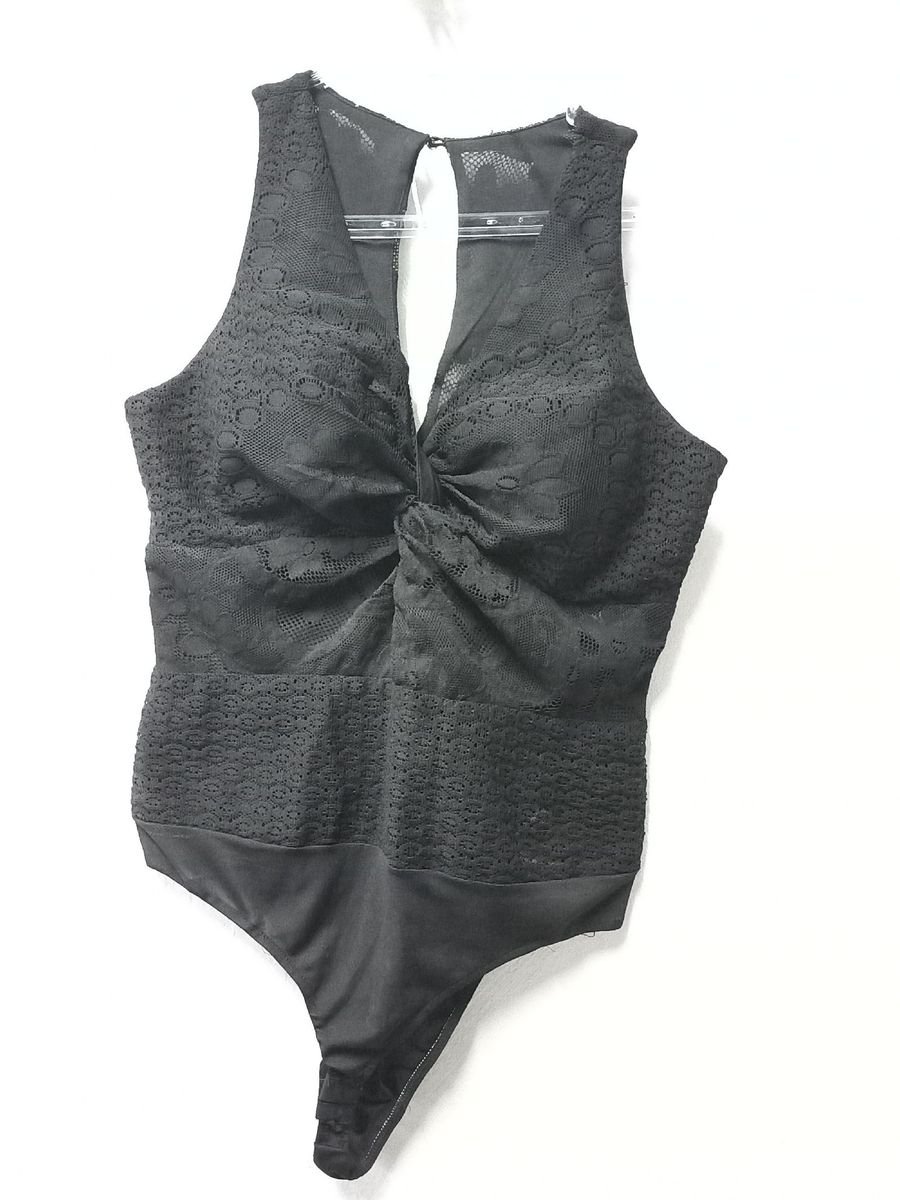 Body Preto Decote com Bojo | Blusa Feminina Usado 72836854 | enjoei