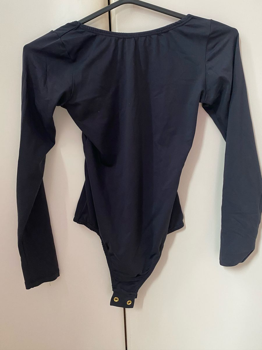 Body Preto Manga Longa Costas Nuas | Blusa Feminina Lá Femme Nunca ...