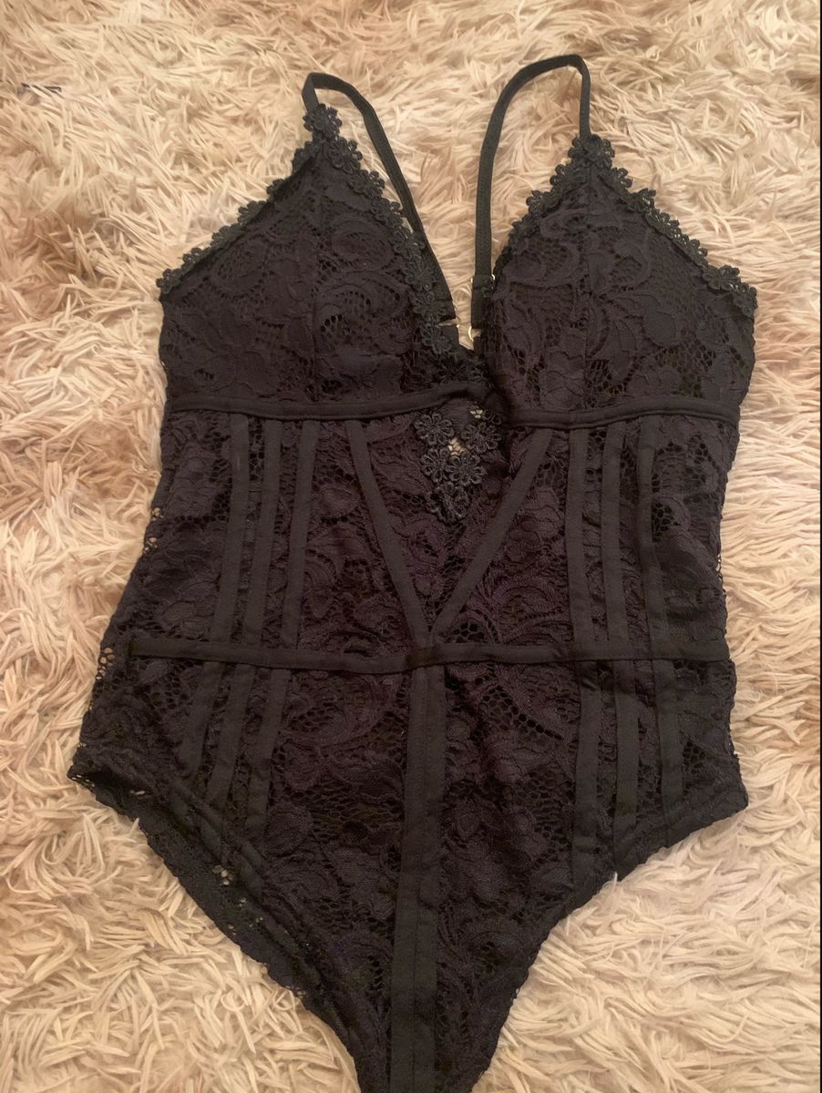 Body Renda Preto | Camiseta Feminina Usado 81424582 | enjoei