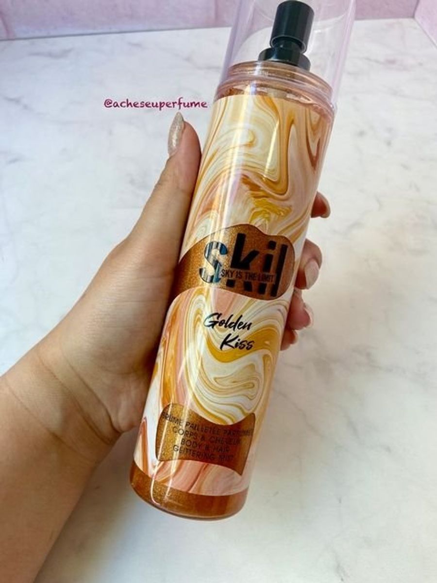 Body Splash e Perfume de Cabelo Skill Golden Kiss com Glitter 250ml ...