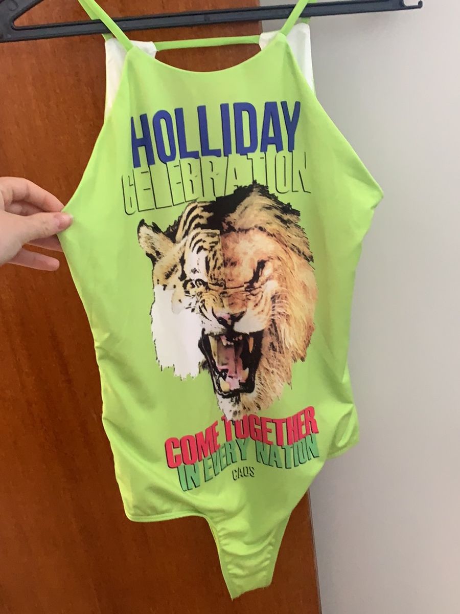 Body Verde Neon Caos | Blusa Feminina Caos Usado 71221045 | enjoei