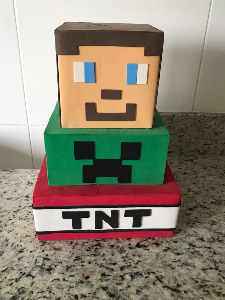 Bolo Minecraft Tnt Festa Aniversário Decoração | Item Infantil ...
