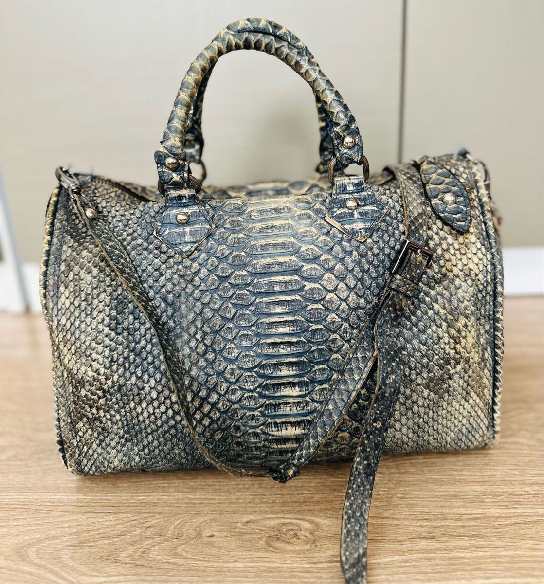 Bolsa 100% Couro Cobra Python, Azul Estonado, Lindíssima!! | Bolsa de Ombro Feminina Importada ...