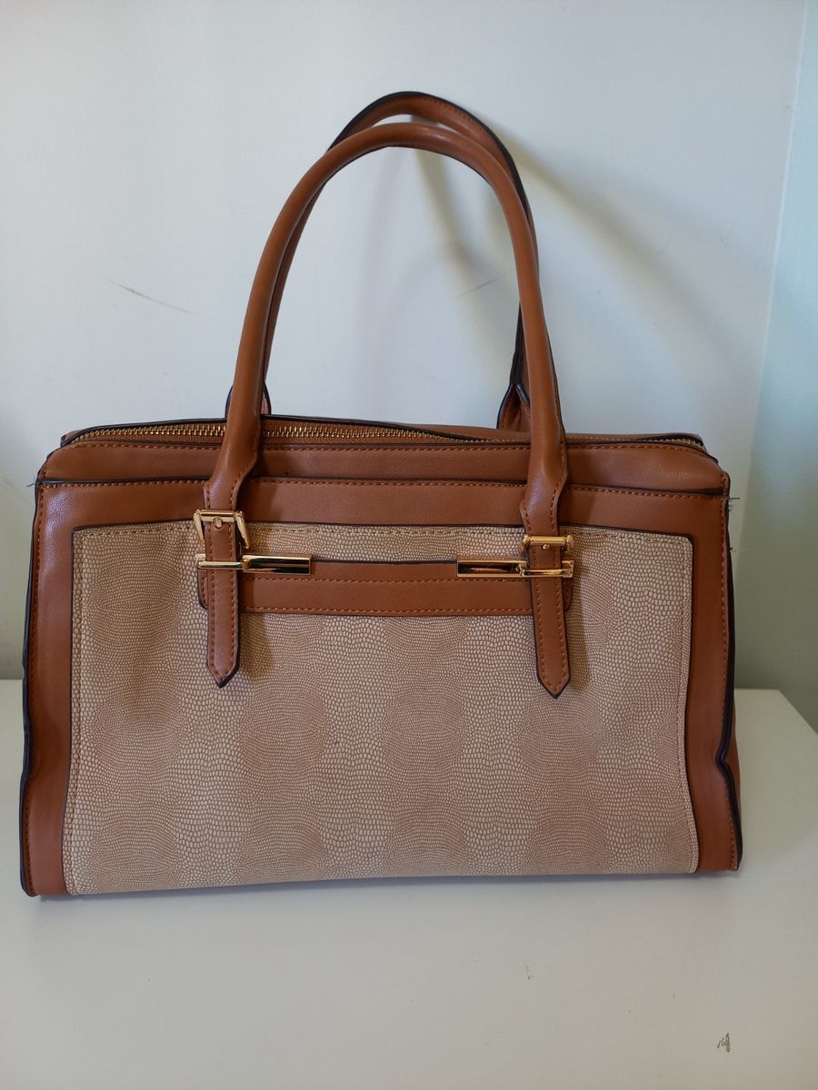 Bolsa Cheson Original. Cor Rosê e Marrom. Largura 35 Cm. Altura 27 Cm ...