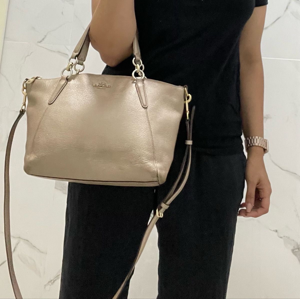 Bolsa Coach Dourada/ Metalizada | Original | Bolsa de Ombro Feminina ...