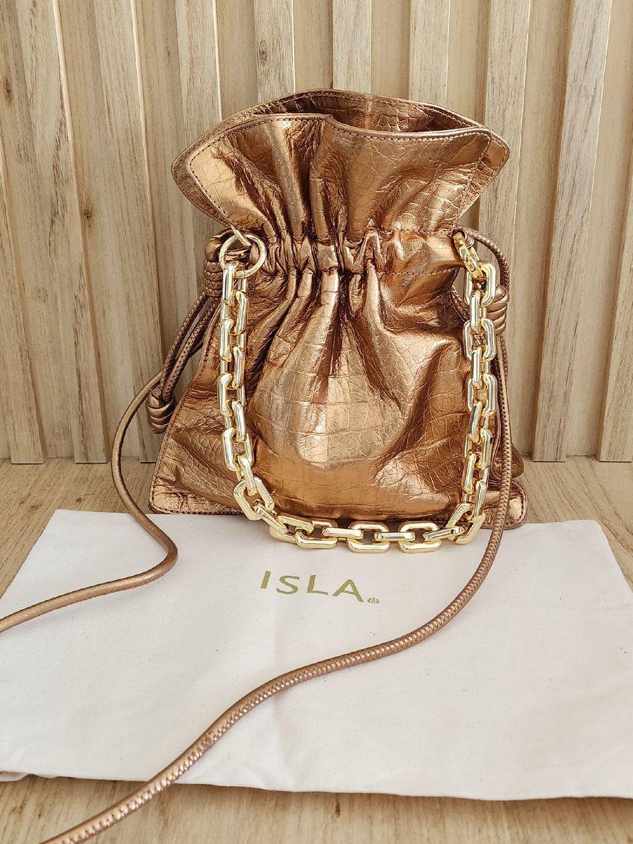 Bolsa Croco Dourado Isla | Bolsa de mão Feminina Isla Usado 76673897 | enjoei