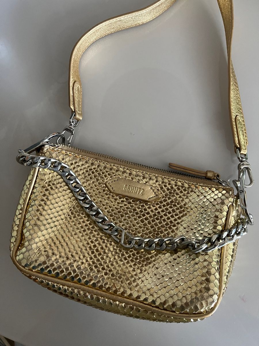 Bolsa Emmy Schutz Dourada | Bolsa de Ombro Feminina Schutz Usado ...