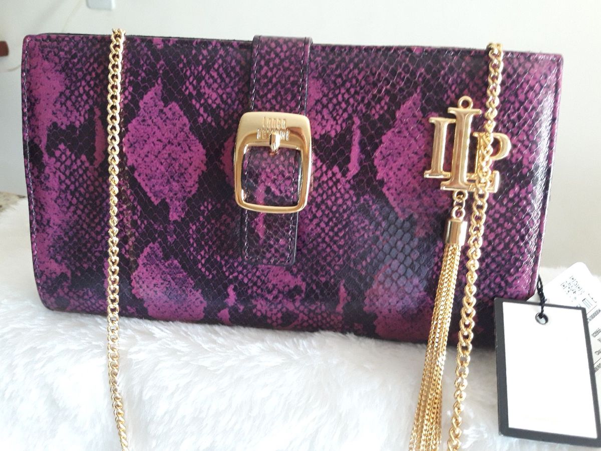 Bolsa Estampa em Cobra Roxa Lança Perfume | Clutch Feminina Lanca ...