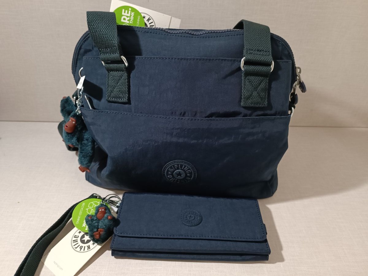 Bolsa Felicity e Carteira Rubi Kipling Azul | Clutch Feminina Kipling ...