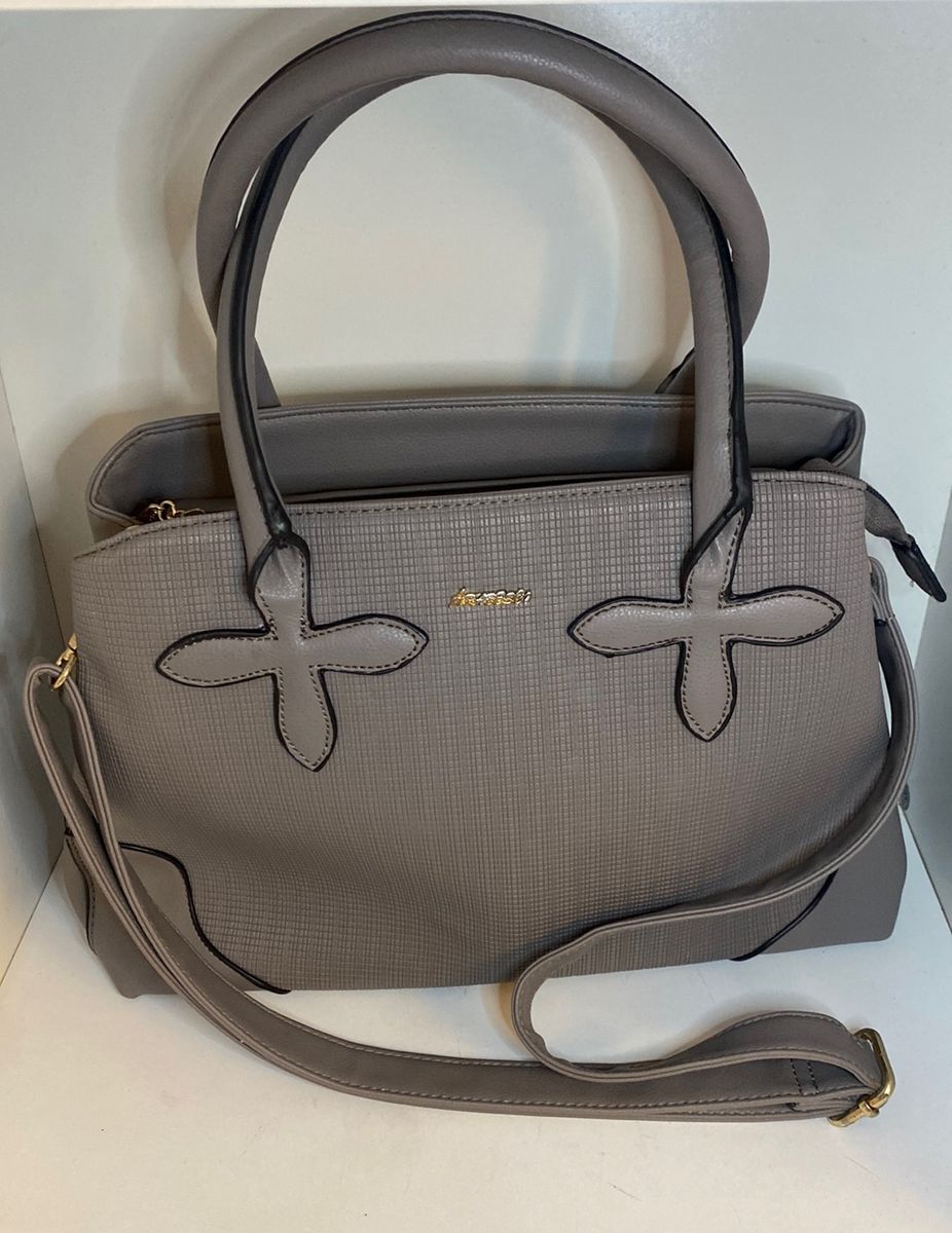 Bolsa Grande de Mão e Ombro - Marca Arabesco Cinza - Cabe Tablet e ...