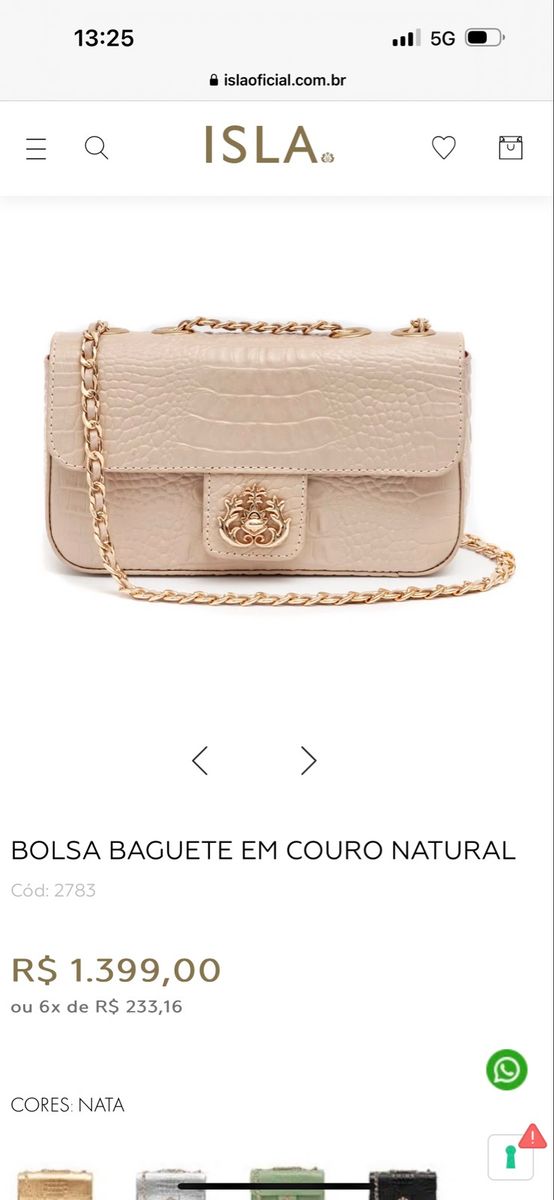 Bolsa Isla Baguete em Couro Natural | Bolsa de Ombro Feminina Isla Nunca Usado 84001150 | enjoei