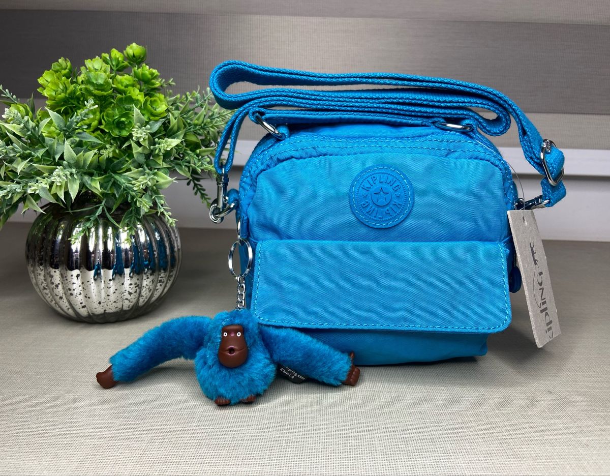 Bolsa Kipling Puck Azul Original Nova com Tag | Produto Feminino ...