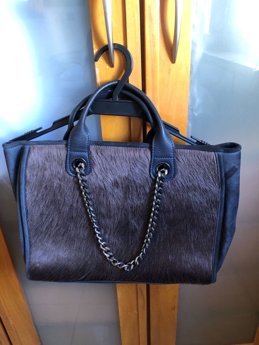 Bolsa Lindíssima da Grife Animale Pêlo com Couro Original Grande ...