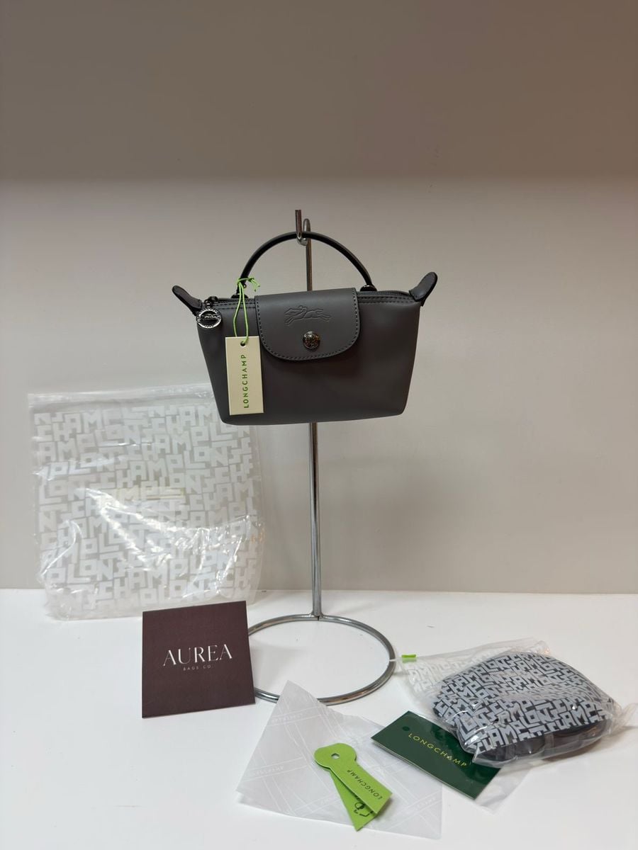 Bolsa Longchamp Mini Cinza Couro | Bolsa de mão Feminina Longchamp ...