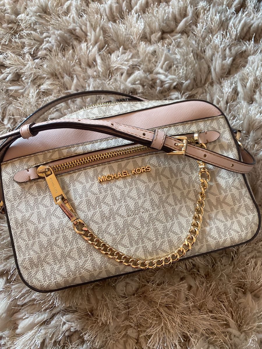 Bolsa Michael Kors Monograma Bege | Clutch Feminina Michael Kors Usado ...