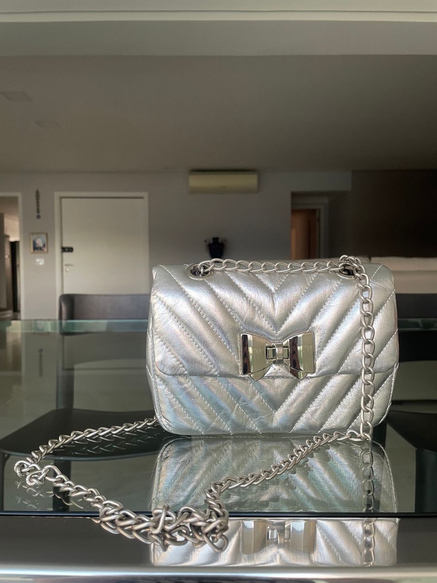 Bolsa Prateada Metálica Pequena - Côte Dor | Clutch Feminina Côte D’or ...