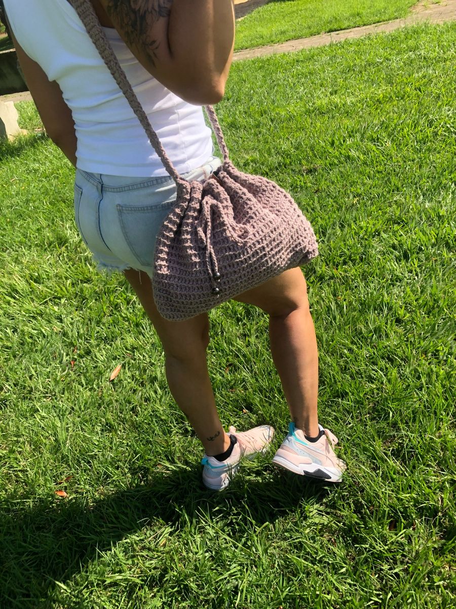Bolsa Saco Croche Barbante Bege - 34x28 - Tudojunto&mixturado - Nova ...