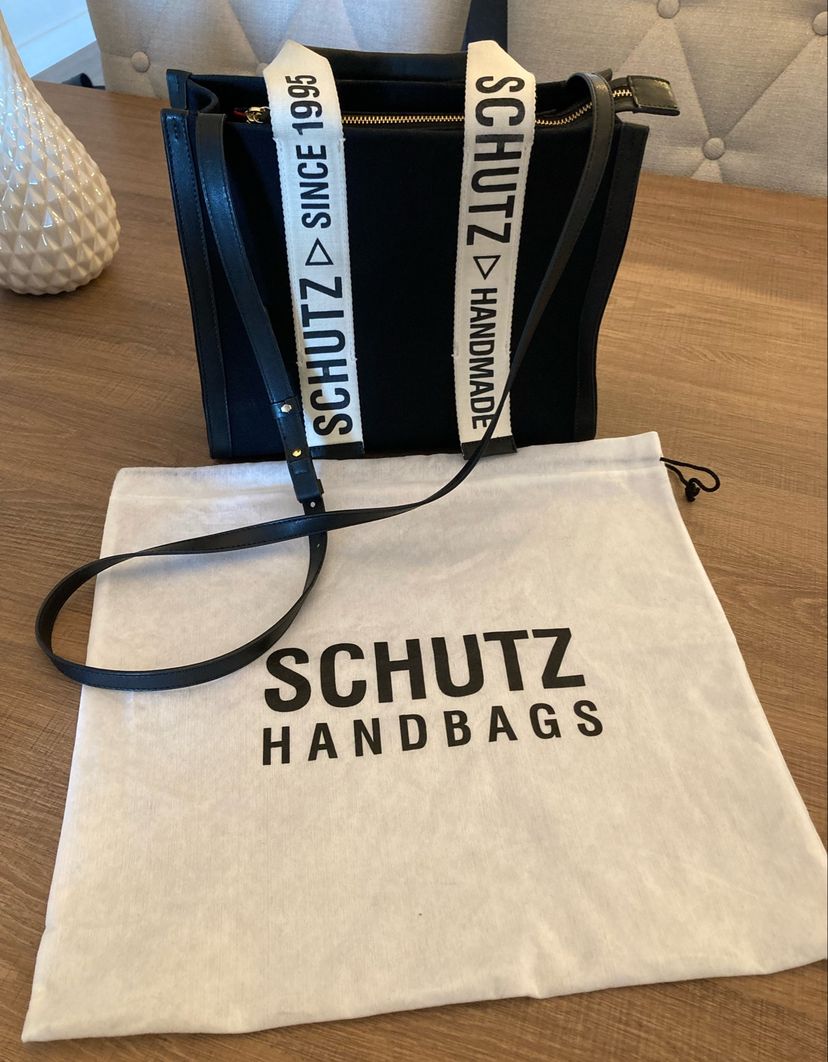 Bolsa Schutz Tote Lívia Lona Preta Original | Bolsa de Ombro Feminina ...