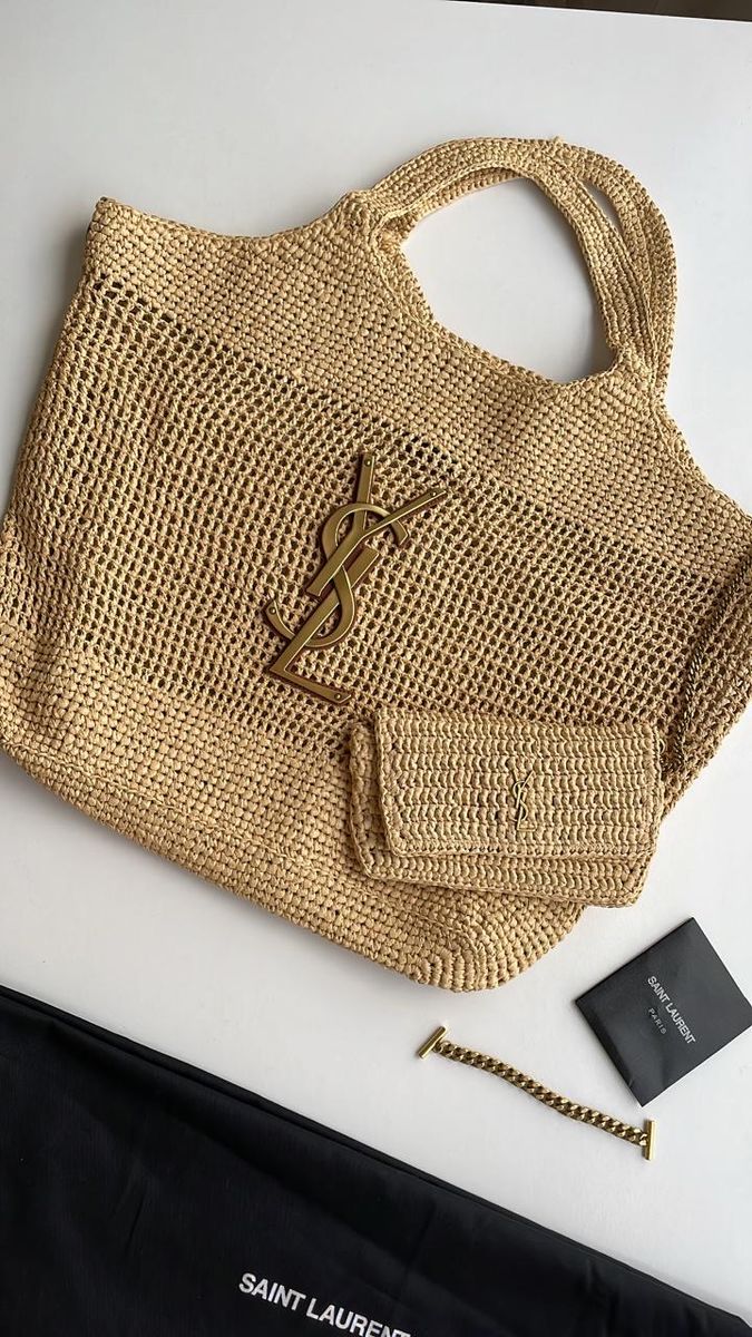 Bolsa Ysl Icare Ráfia Perfeita | Clutch Feminina Yves Saint Laurent ...