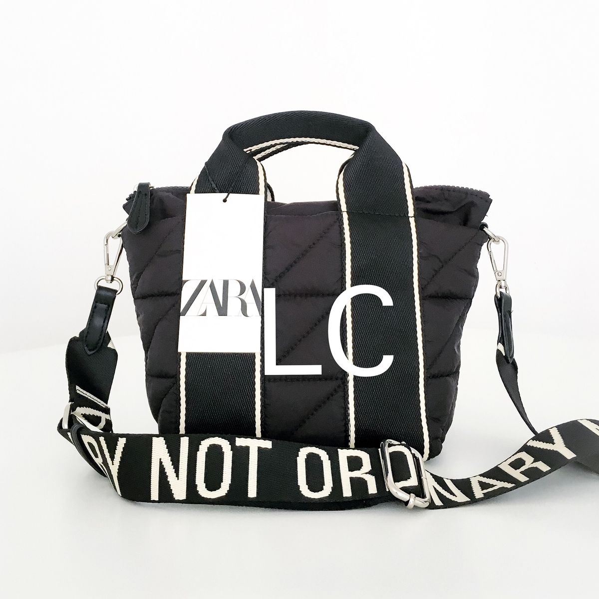 Bolsa Zara Preta Tiracolo City Bag De Nylon Bolsa De Ombro Feminina Zara Nunca Usado 74004358