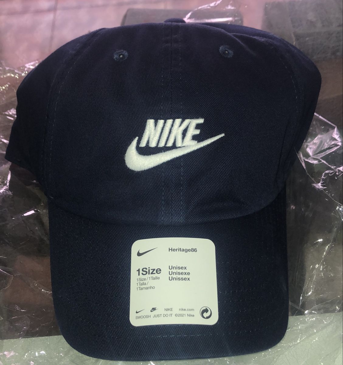 Boné Azul Escuro Aba Curva H86 76578318 | enjoei