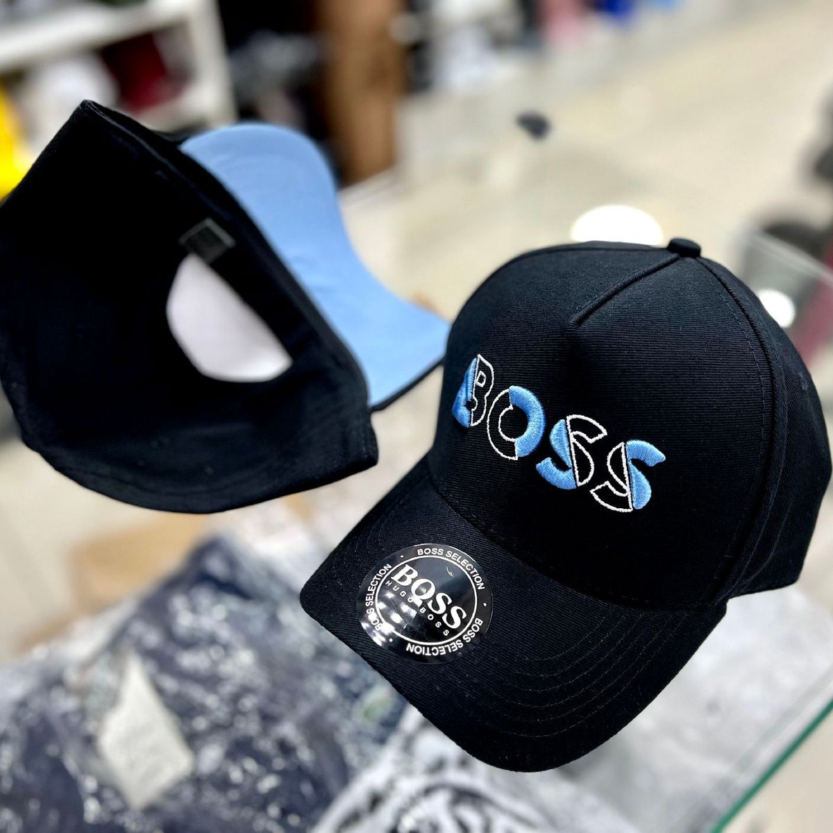 Boné Boss Preto Logo Bicolor Azul Bebê Branco Aba Curva Ajuste Strapbak ...