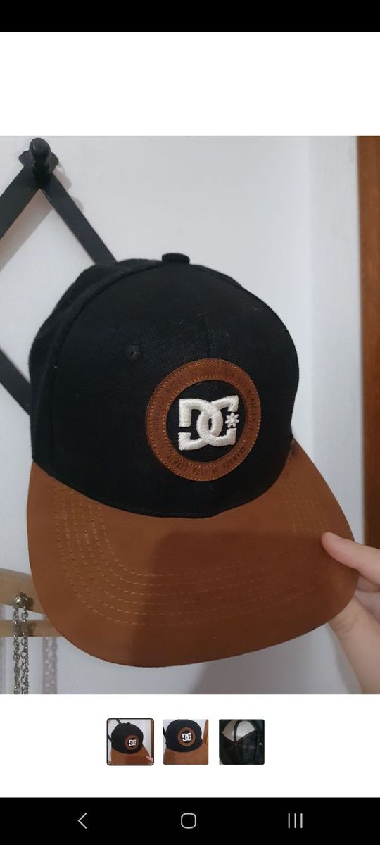 Bone Dc Shoes Aba Reta Preto e Marrom 86704266 | enjoei