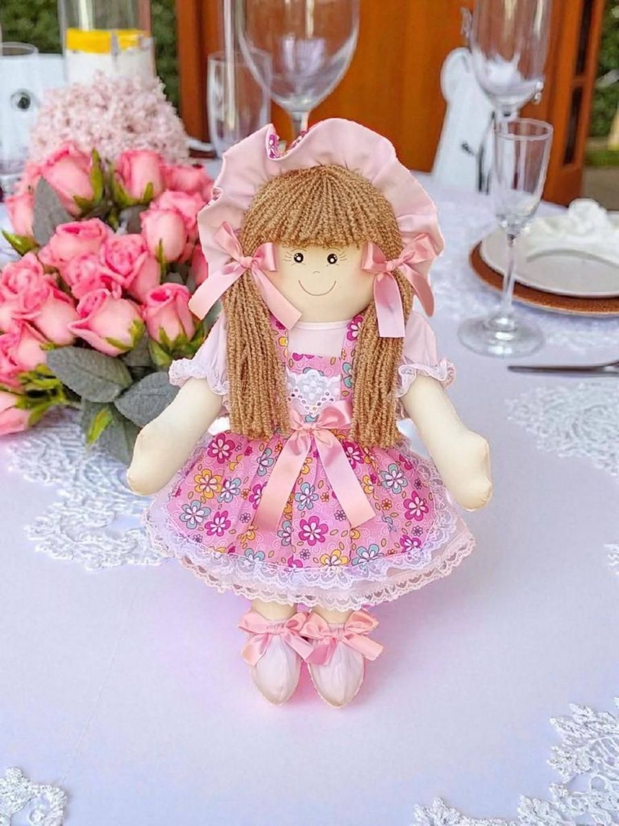 Boneca de Pano Rosa 45cm | Brinquedo Cristy Artes Nunca Usado 143120580 ...