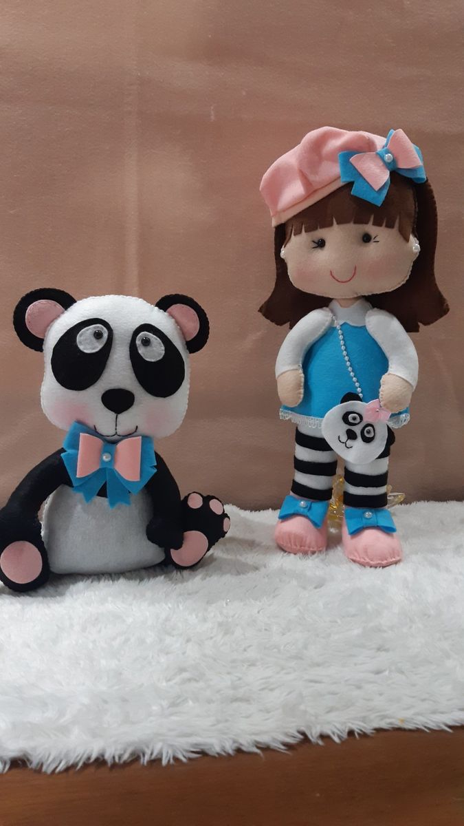 Boneca Maya (40 Cm) + Mascote Panda | Item Infantil Gisele Artesanato ...