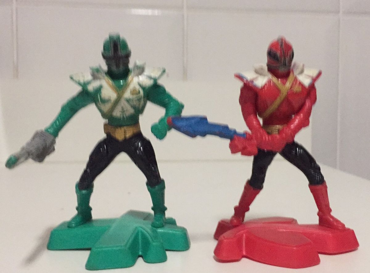 Boneco Power Ranger Vermelho e Verde Super Samurai Mc Donald 10 Cm ...