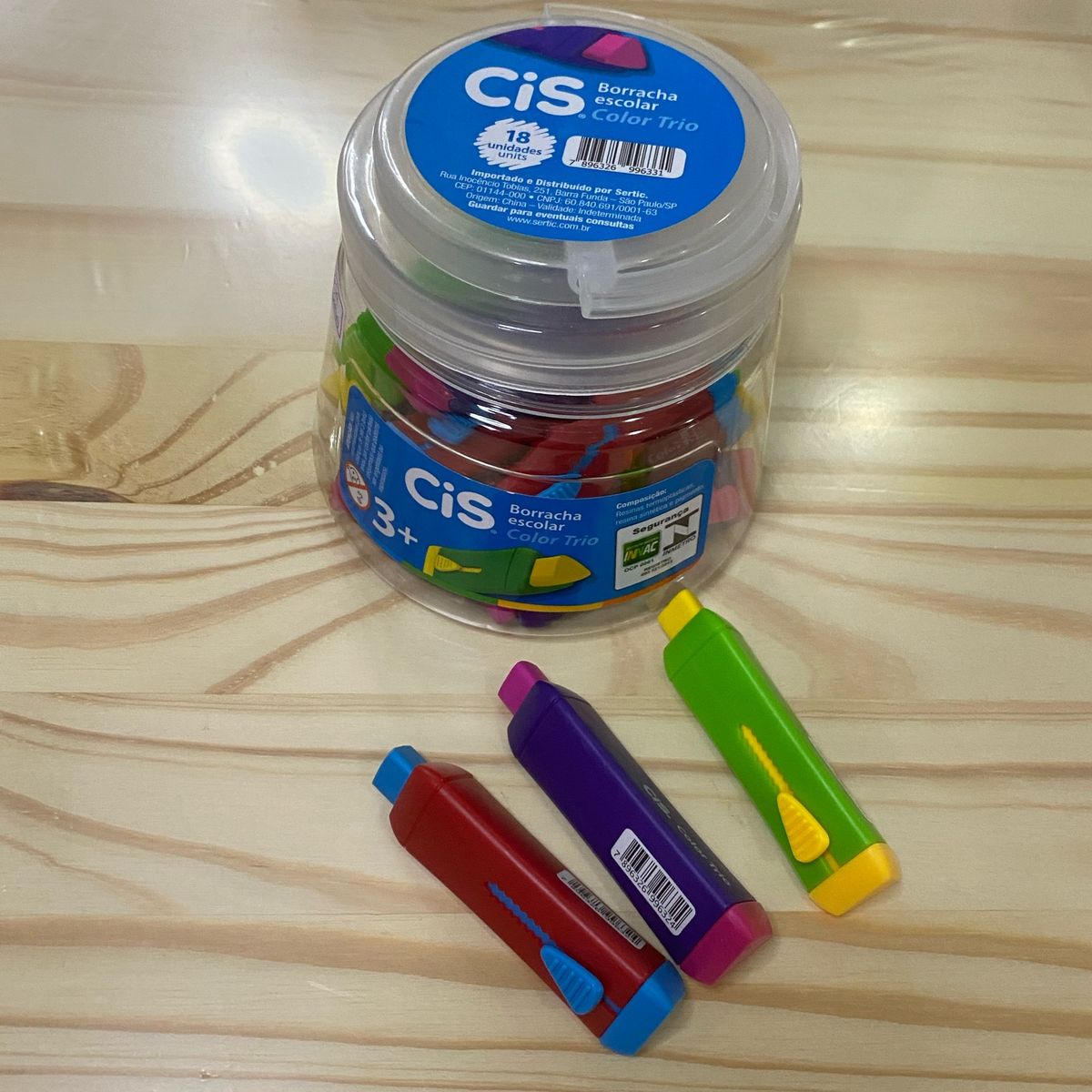 Borracha Color Trio Cis Cores Sortidas | Item de Papelaria Cis Nunca ...