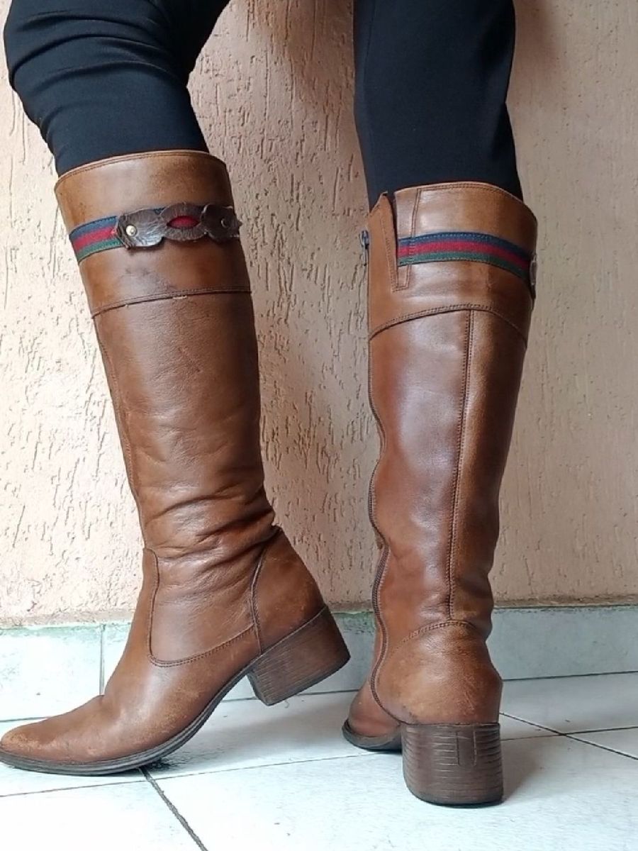 Bota Couro Caramelo Anna Rios | Bota Feminina Anna Rios Usado 78519267 ...