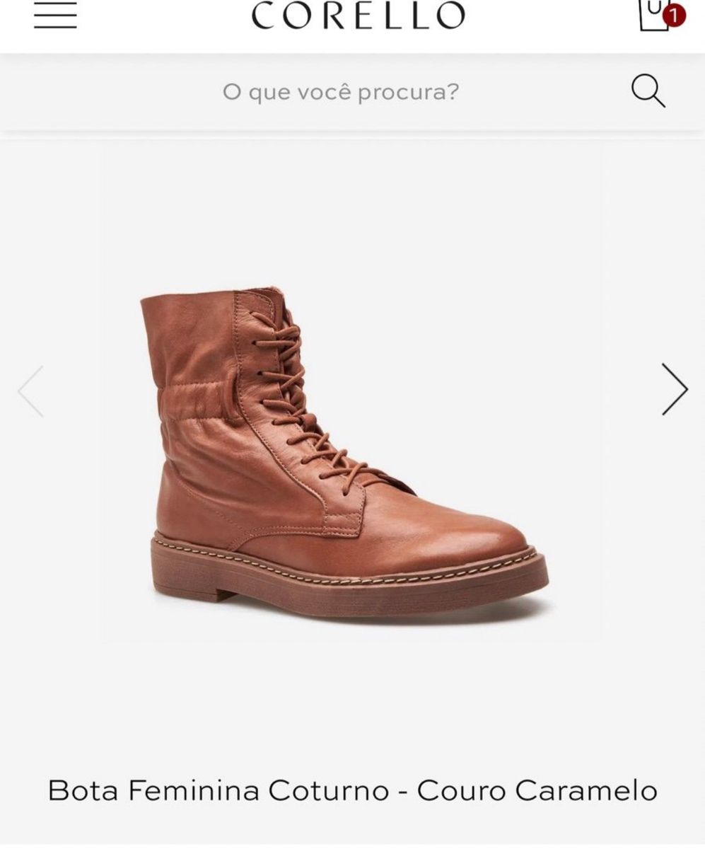 Bota Couro Caramelo Corello Nova | Bota Feminina Corello Nunca Usado ...