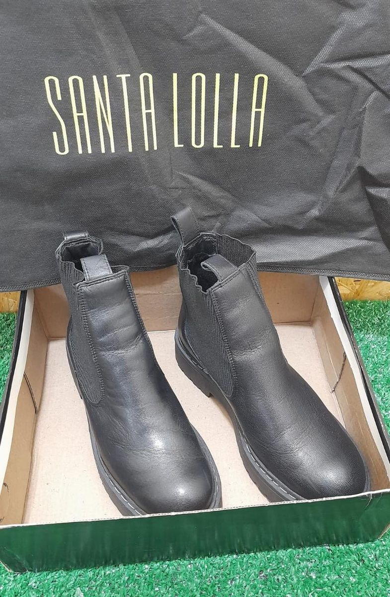 Bota Couro Chelsea Santa Lolla Tratorada Preto, 35 | Bota Feminina Santa Lolla Nunca Usado ...
