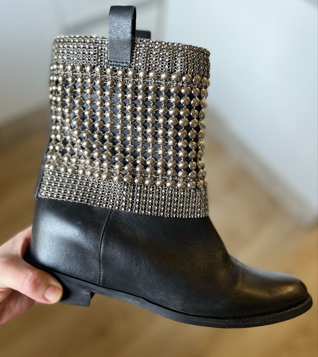 Bota Couro Malha Metal | Bota Feminina Schutz Usado 77669486 | enjoei