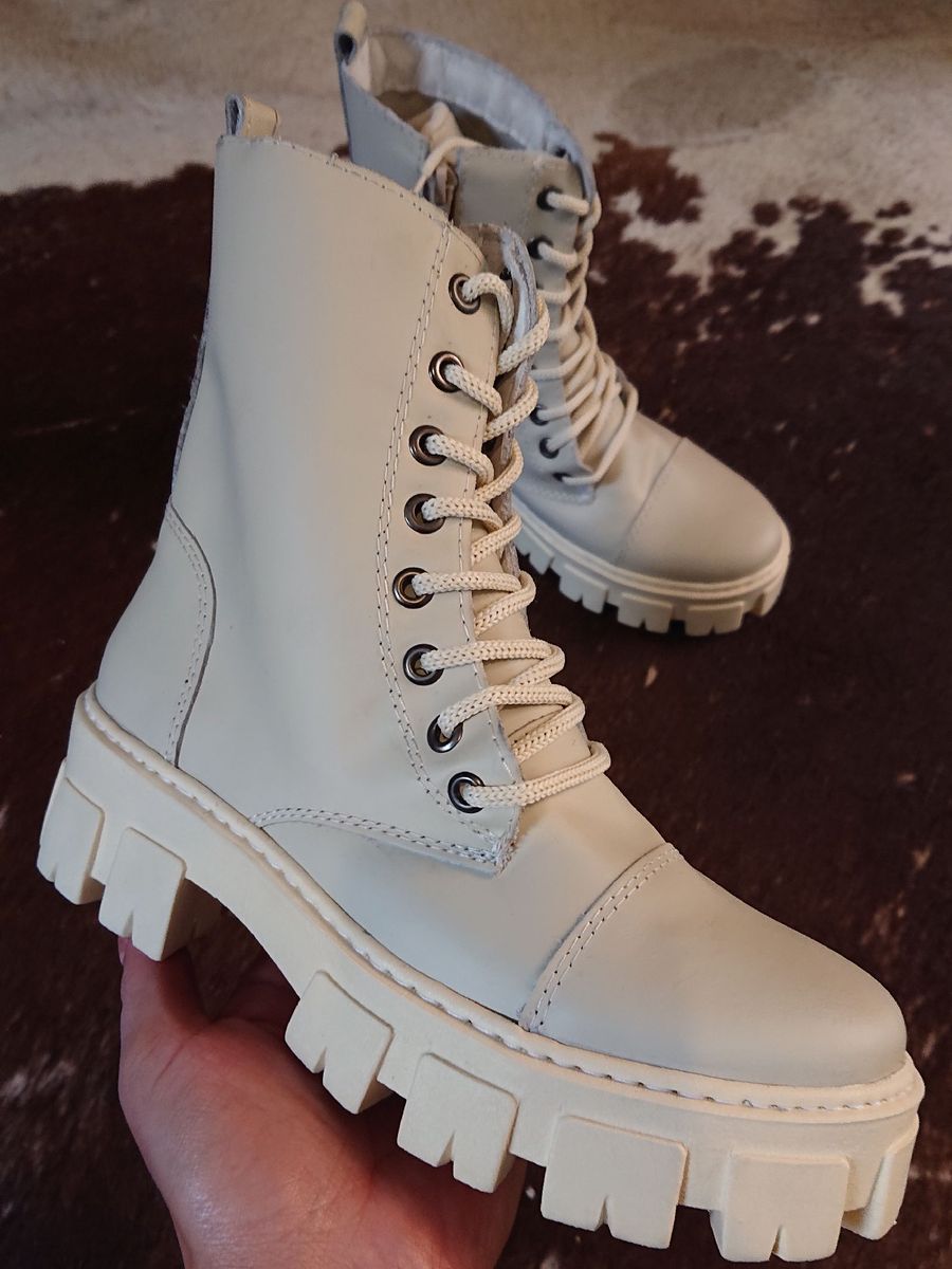 Bota Feminina Off-white Couro Bovino Coturno Feminino Nude | Bota Feminina Jackbootsloja Nunca ...